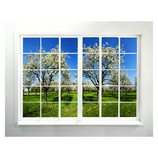Orchard Window One Piece Peel & Stick CANVAS Wall Mural - Contemporary ...