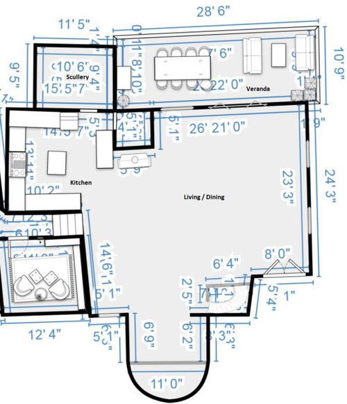 Large, awkward open plan layout problem
