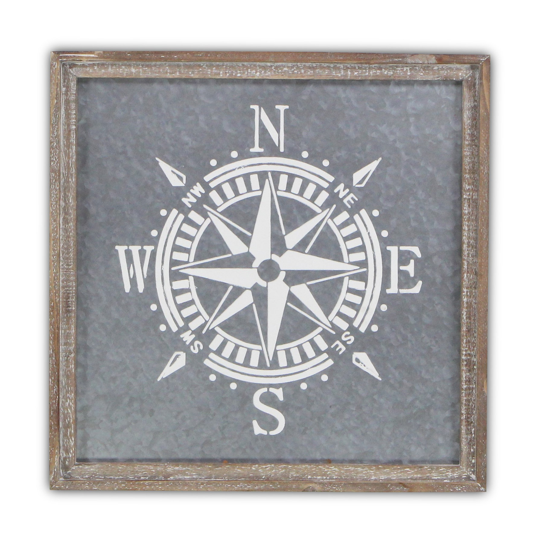 Cowa Painted Compass on Galvanized Backdrop Wall Decor - Beach Style ...