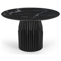 Modrest Jenna Modern Black Marble, Black Mango Round Dining Table ...
