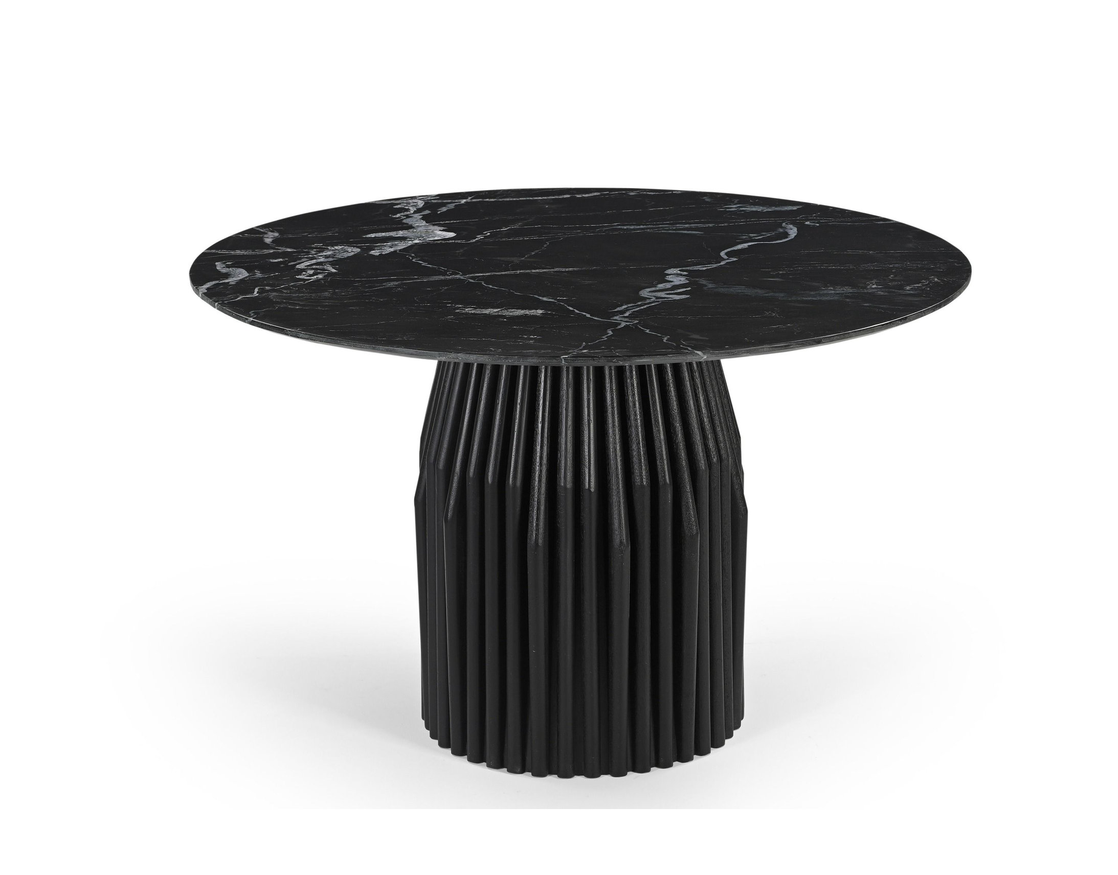 Modrest Jenna Modern Black Marble, Black Mango Round Dining Table ...