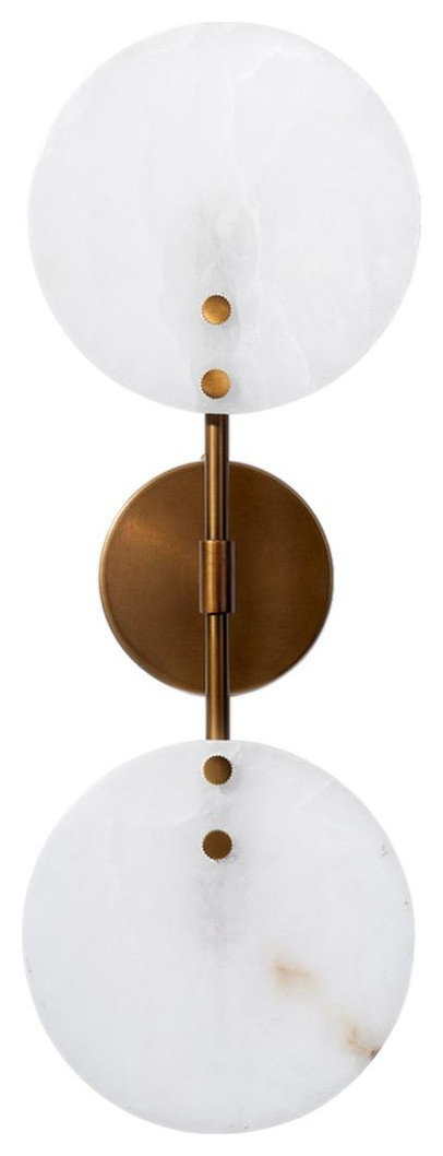 Mid Century Modern White Alabaster Stone Disc Wall Sconce 23 in Circle ...