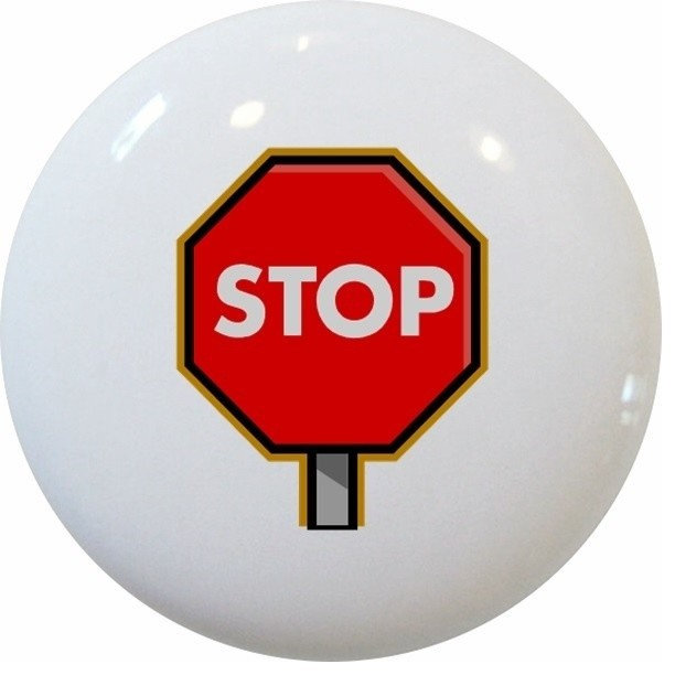 Stop Sign Ceramic Cabinet Drawer Knob - Contemporary - Cabinet And ...