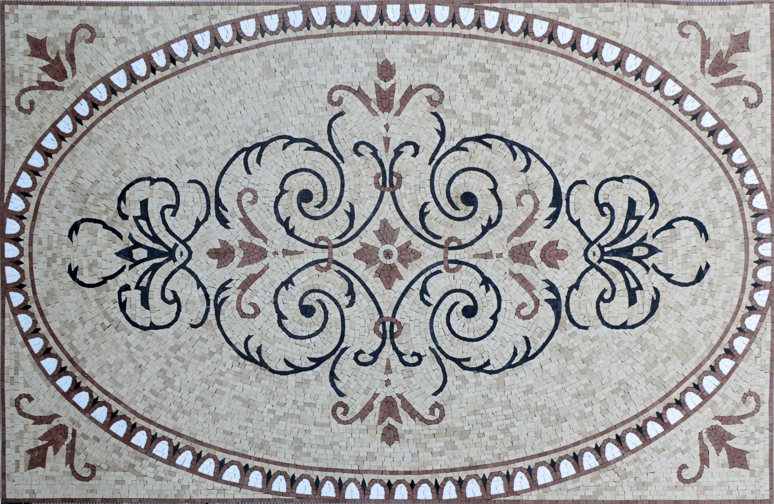 Mosaic Rug Tile, Maral, 47" x 31" - Traditional - Tile Murals - by ...