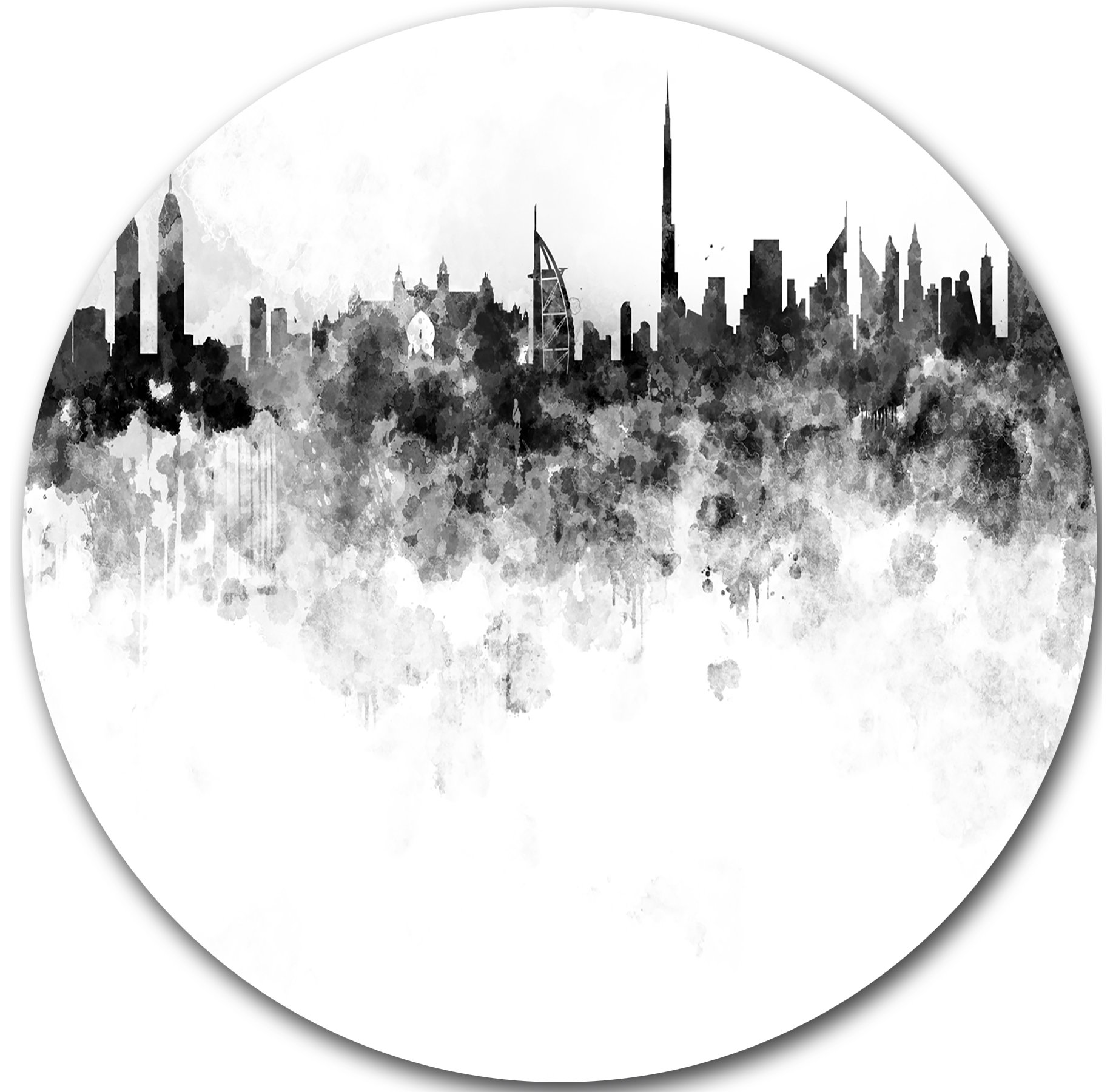 Dubai Skyline, Cityscape Round Wall Art, Disc of 23 inch - Contemporary ...