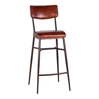 World Interiors Hudson Leather High Back Bar Chair in Vintage Tan Brown ...