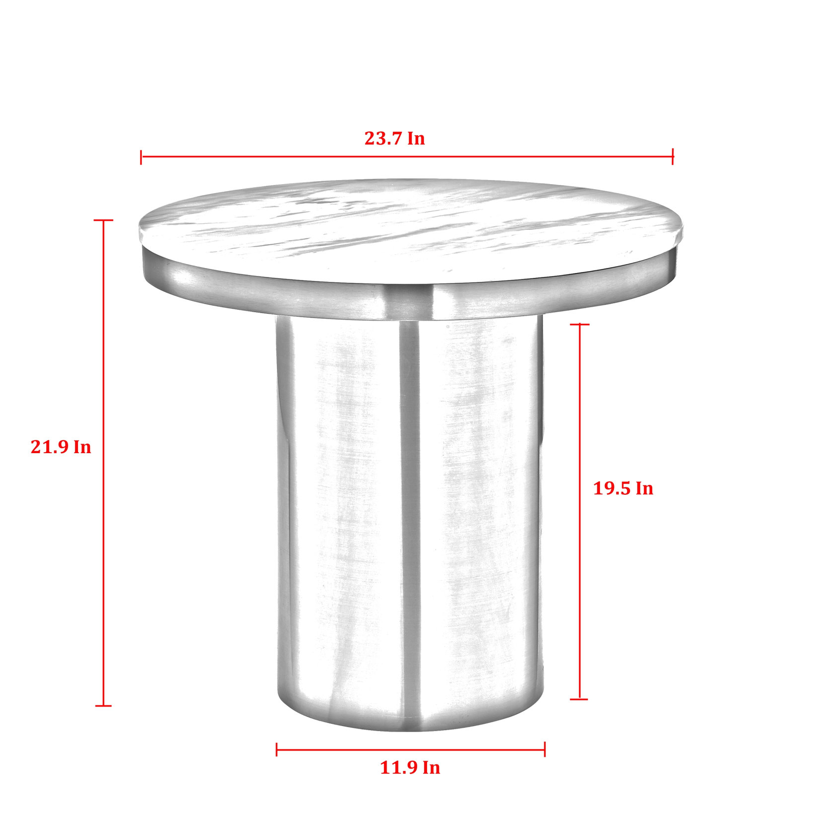 Inspired Home Sinai End Table- White/Gold, 23.7Lx23.7Wx21.9H, 23.7L x ...