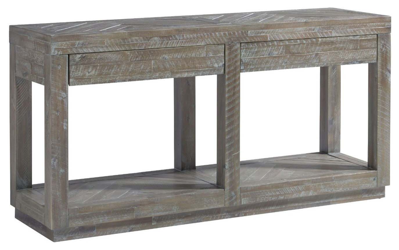 Modus Herringbone Solid Wood Two Drawer Console in Rustic Latte ...