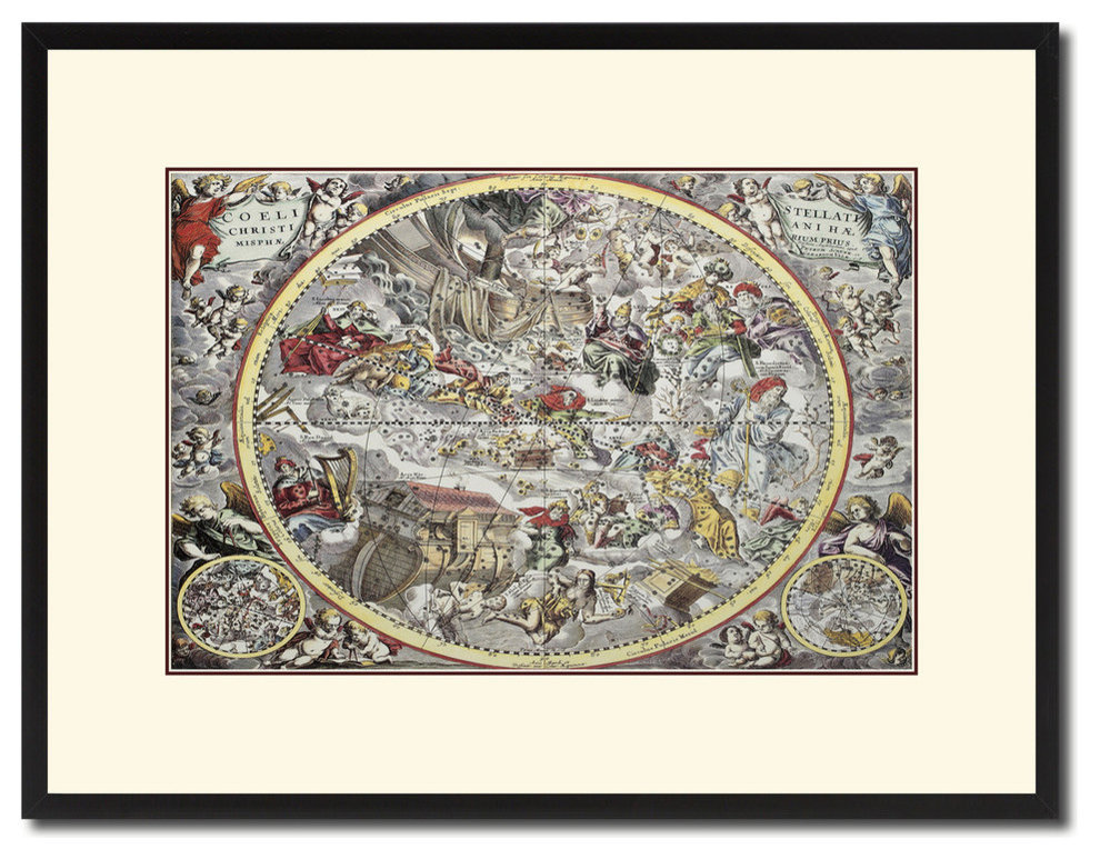 Christian Celestial Hemisphere Map Print On Canvas With Picture Frame ...