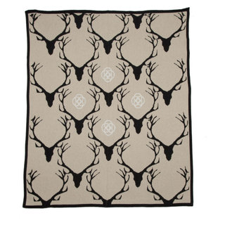 In2green Classic Stag Longhorn Eco Throw, Flax/Black - Rustic - Throws ...