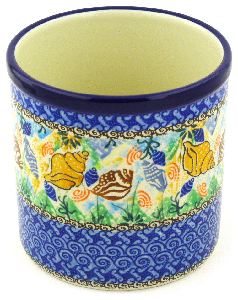 Polmedia Polish Pottery 6" Stoneware Utensil Jar - Traditional ...