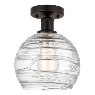 Edison Athens 1 Light 8" Semi-Flush Mount, Oil Rubbed Bronze/Clear Deco ...