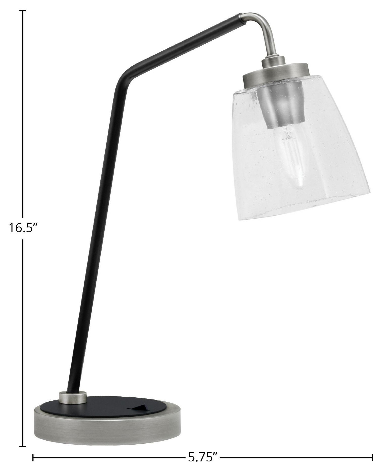1-Light Desk Lamp, Graphite/Matte Black Finish, 4.5" Square Clear ...