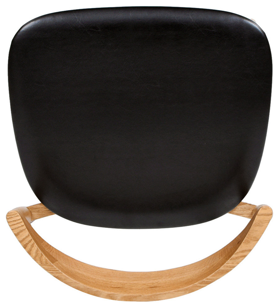 Raven 20.5" Stacking Sculpted Brown Oak Wood Dining Chair, Black Faux ...
