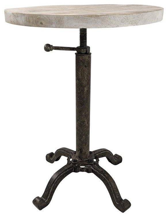 Colton Adjustable Vintage Table - Natural Driftwood Top - Aged Iron Base - Contemporary - Side ...