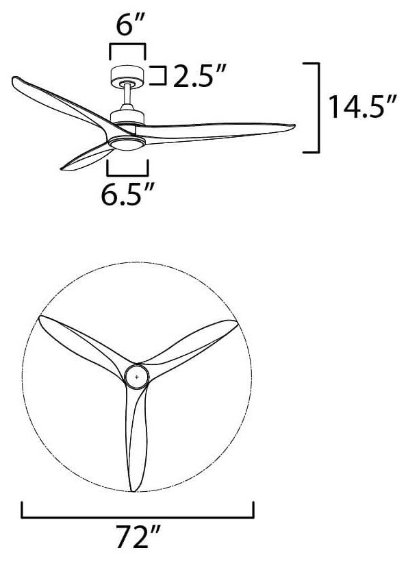 Maxim Lighting Woodwind 72" 3 Blade LED Ceiling Fan, Natural Aged Brass ...