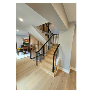 115_Stunning Continuous Rail System on 3 Story Floating Stairs ...