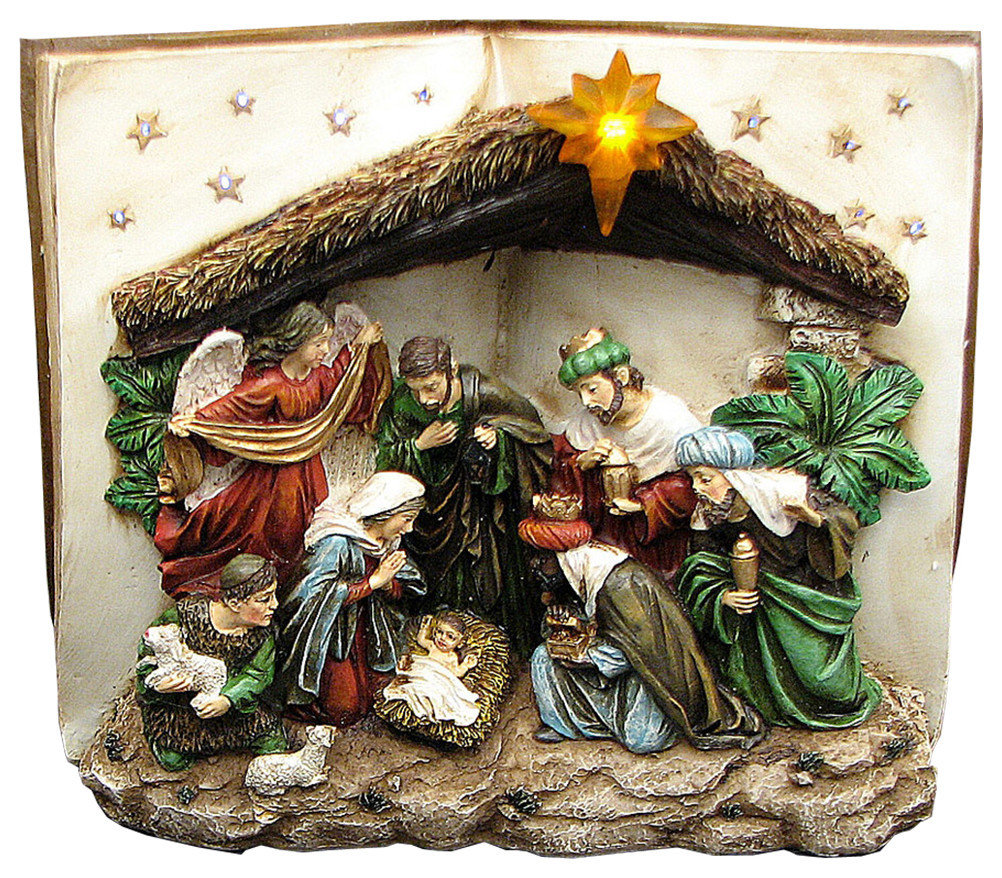 Nativity Scene Book Led - Traditional - Holiday Accents And Figurines ...