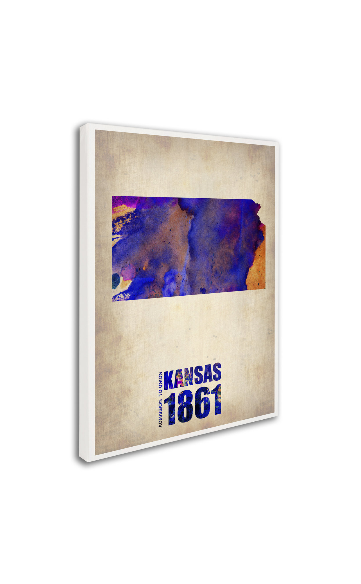 'Kansas Watercolor Map' Canvas Art by Naxart, 14" x 19" - Contemporary ...