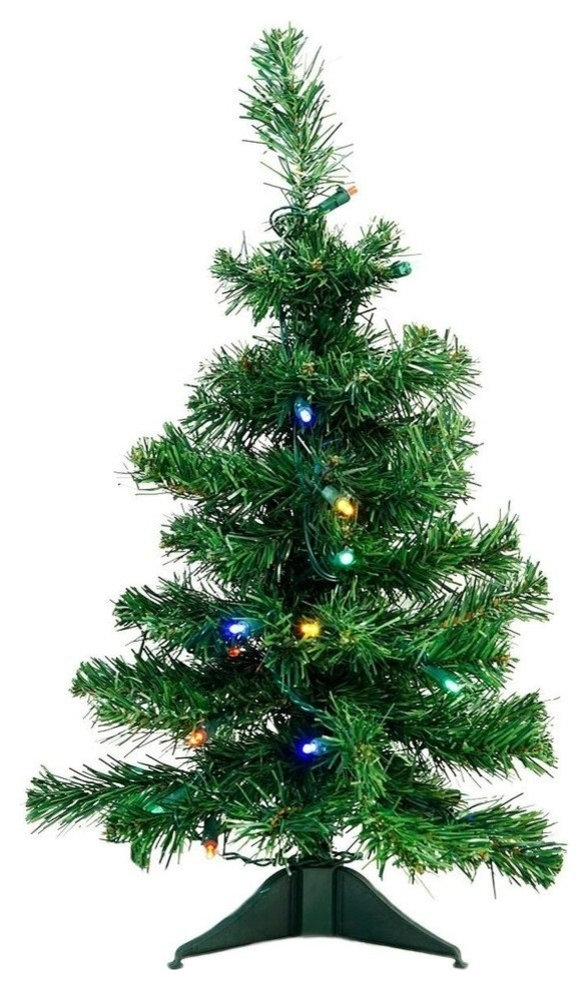 2'x14" Pre-Lit Mixed Classic Pine Medium Christmas Tree - Traditional ...