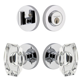 Circolo Rosette, Stella Crystal Knob And Matching Deadbolt, 2.75 ...