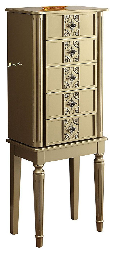 40" Gold 5 Mirrored Nightstand - Traditional - Jewelry Armoires - by ...