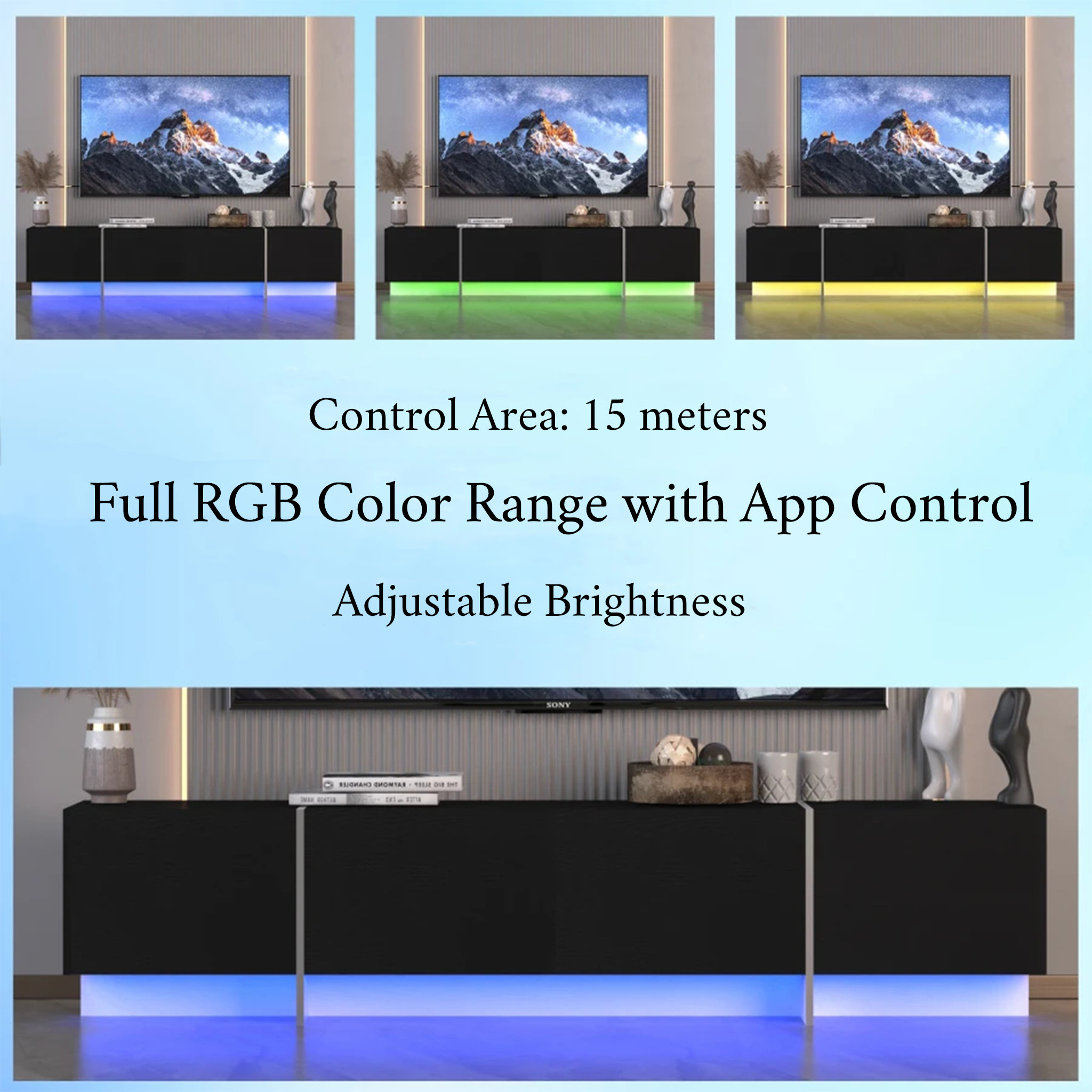 Inn | Modern Minimalistic TV Stand with RGB LED Lights - Transitional ...