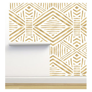 Tribal Geometric Gold Wallpaper, 24"x72" - Contemporary - Wallpaper ...