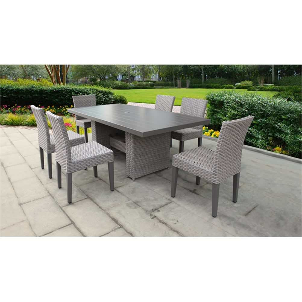 Florence Rectangular Patio Dining Table with 6 Armless Chairs in ...