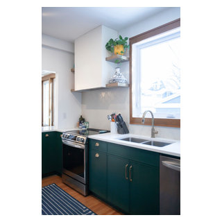 Hunter Green Kitchen Renovation with Quartz Countertops - Traditional ...
