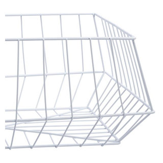 Truu Design Trapezoid Wire Metal Storage Baskets in White (Set of 2 ...