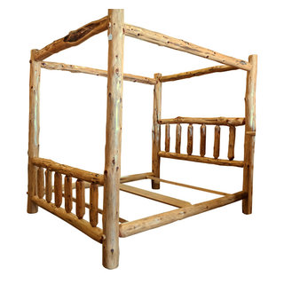 Red Cedar Log Canopy Bed, Twin - Rustic - Canopy Beds - by Furniture ...