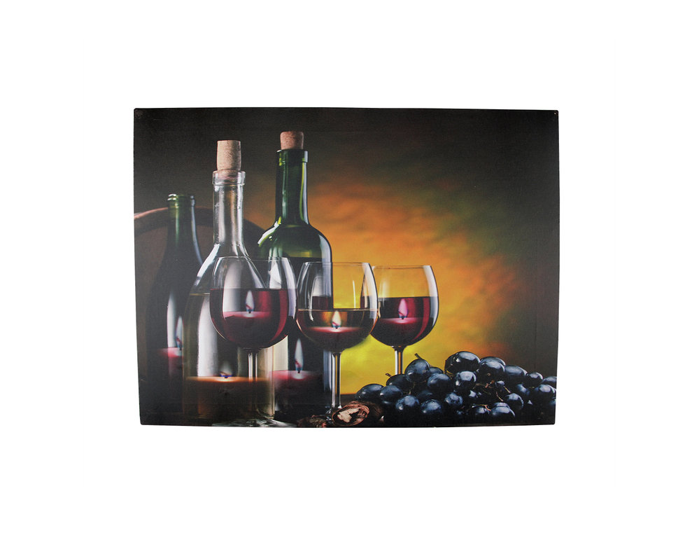 Battery Operated 6 LED Wine Barrel Candle Scene Canvas Wall Hanging, 15 ...