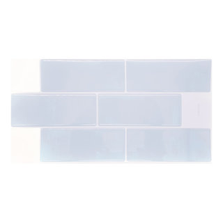 12 pcs Serenity Light Blue Glossy 3D Tile Sticker 12" x 6 ...