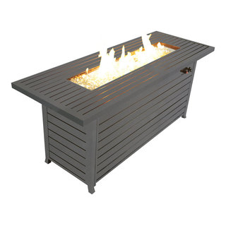 Rectangular Steel Outdoor Fire Pit Table with Control Panels ...