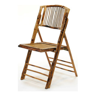 Rustic Folding Table, Rugged Bamboo Wood Construction With Slatted Seat ...