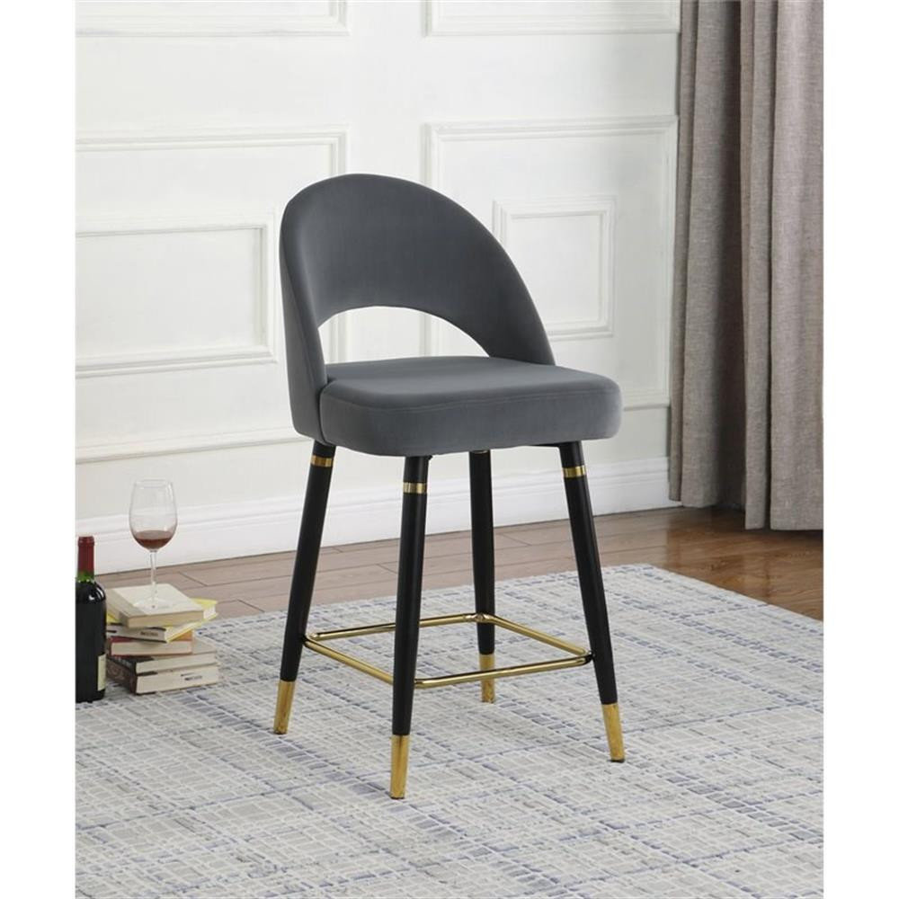 Home Square Arched Back Upholstered Counter Height Stool in Gray - Set ...