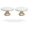 60" Round White Genuine Marble Top Dining Table and Gold Spiral Spoked ...