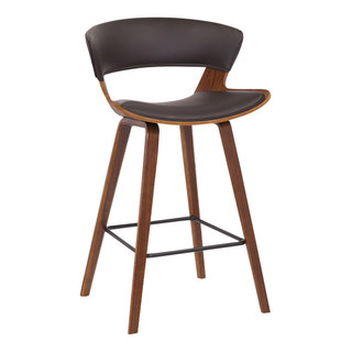 Jagger Modern 26" Wood and Black Faux Leather Counter Height Barstool ...