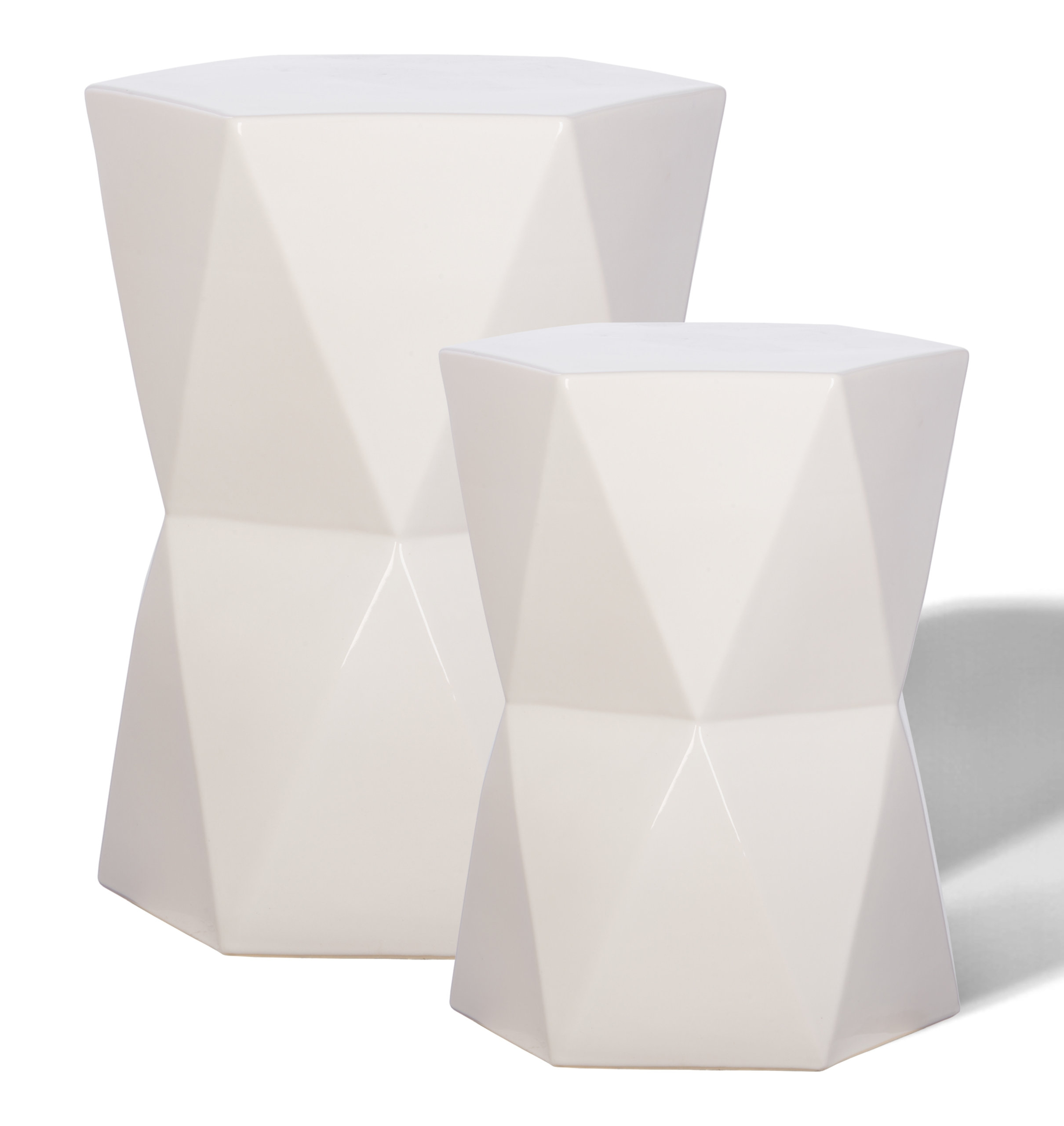 Lg Matrix Hex Stool, White 17X22"H - Contemporary - Accent And Garden ...