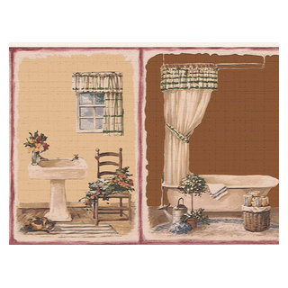 Bathroom Peel and Stick Wallpaper Border 15'x7", Roll 15 ft. x 7 in ...