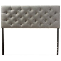 Baxton Studio Viviana Tufted Queen Panel Headboard in Gray, Queen ...