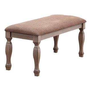 2-Tone Brown Wood Dinette Dining Room Side Bench - Traditional - Dining ...
