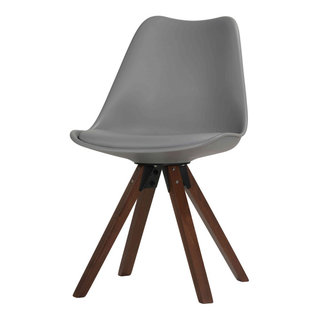 Cortesi Home Troy Walnut/Gray Plastic Dining Chairs, Set of 4 ...