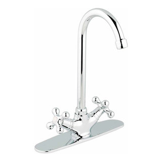 Kitchen Faucet Gooseneck Shape Chrome Swivel Centerset 2 Handles ...