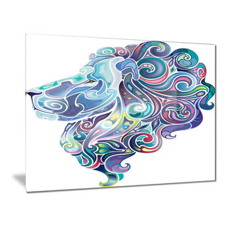 "Blue Lion" Animal Digital Glossy Metal Wall Art, 28"x12 ...