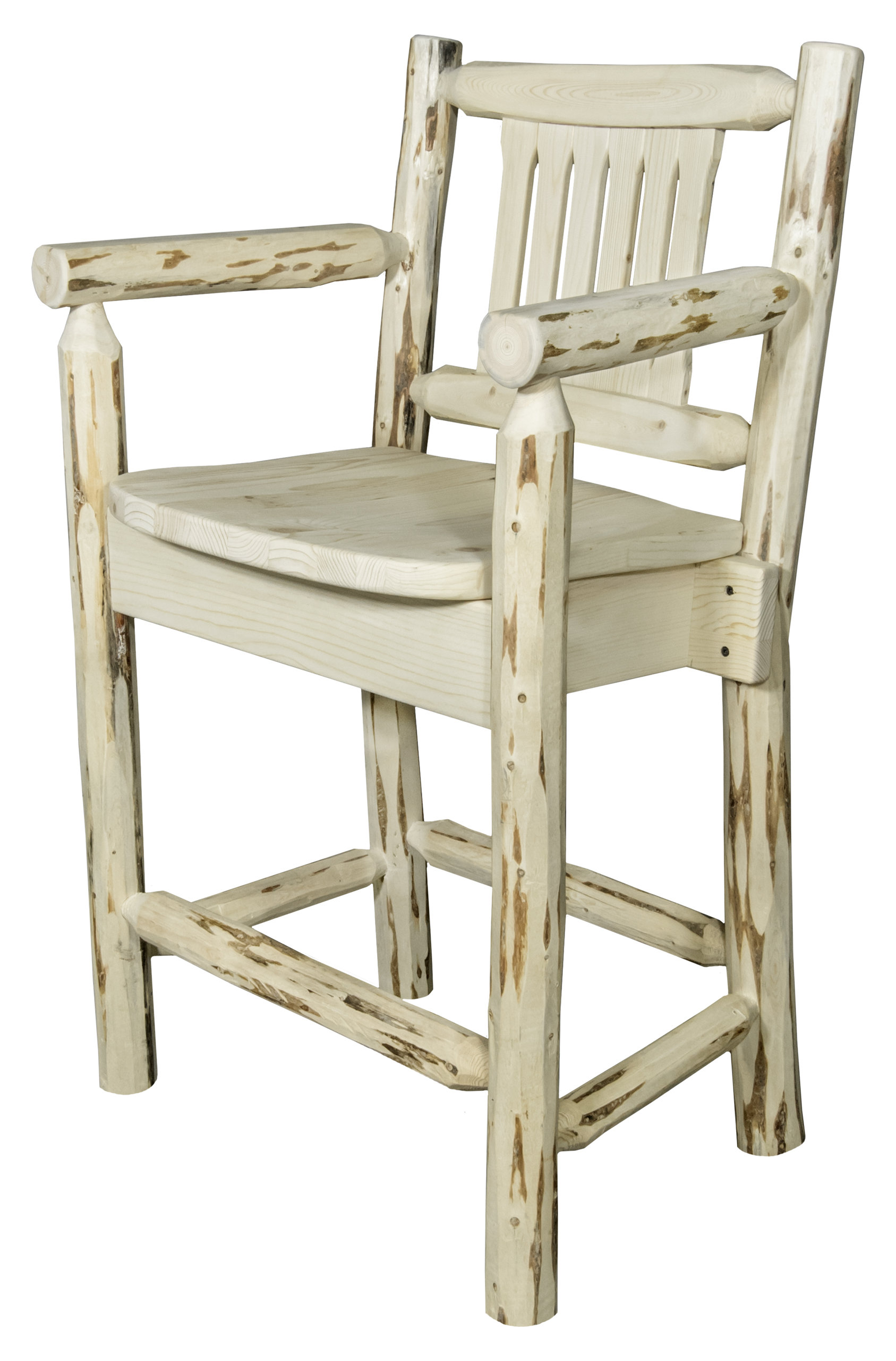 Montana Counter Height Captain's Bar Stool, Clear Lacquer Finish ...
