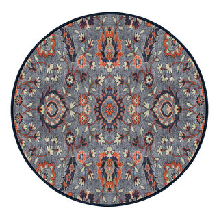 Washable Desert Sea Wildfire Area Rug, Round 4' - Traditional - Area ...