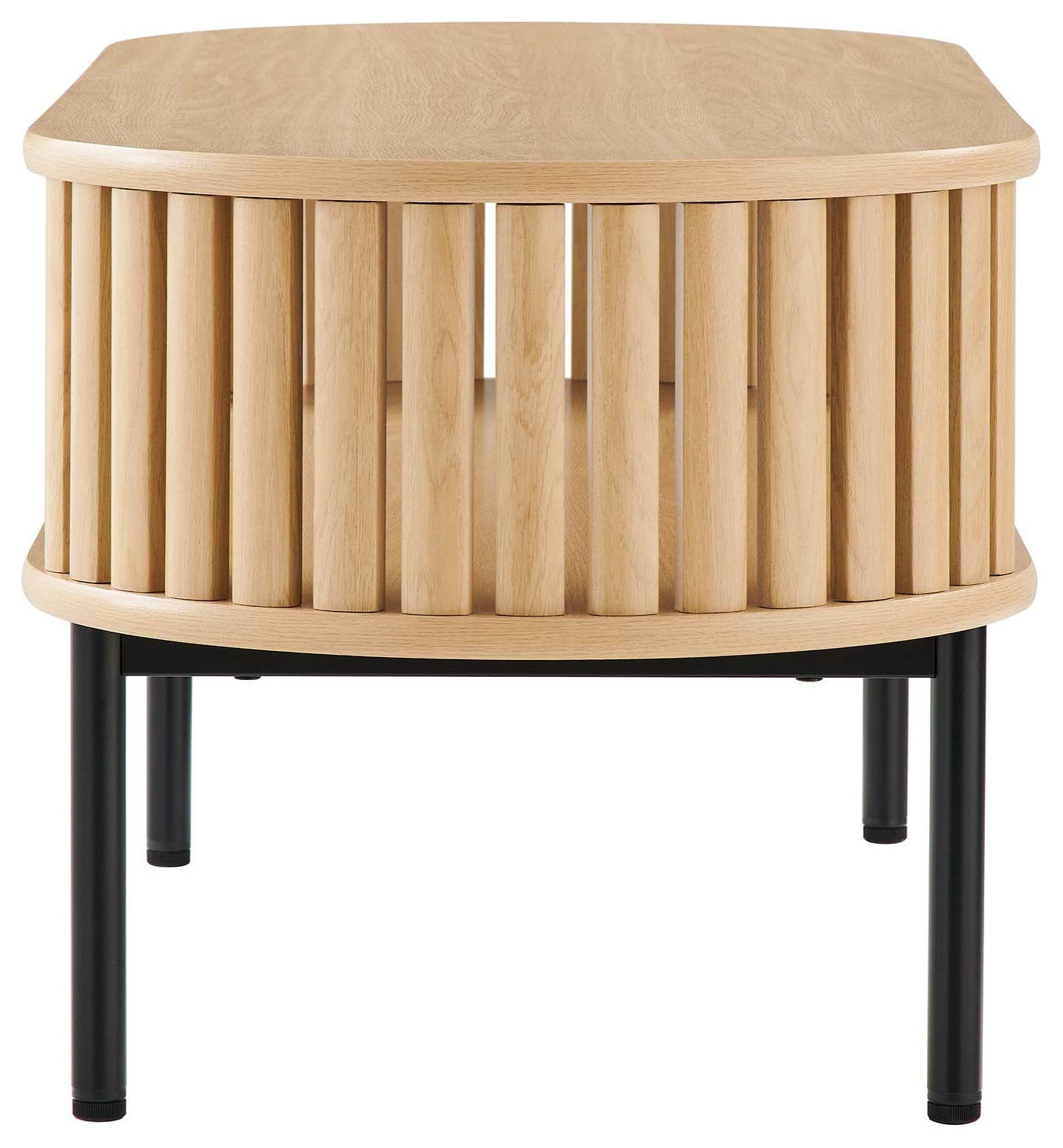 Tulum Wood Coffee Table, Oval Wooden Cocktail Table 44" - Industrial ...