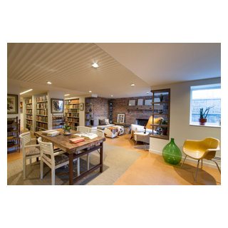 LIBRARY-LOWER LEVEL LIVINGcow - Midcentury - Home Office - New York ...